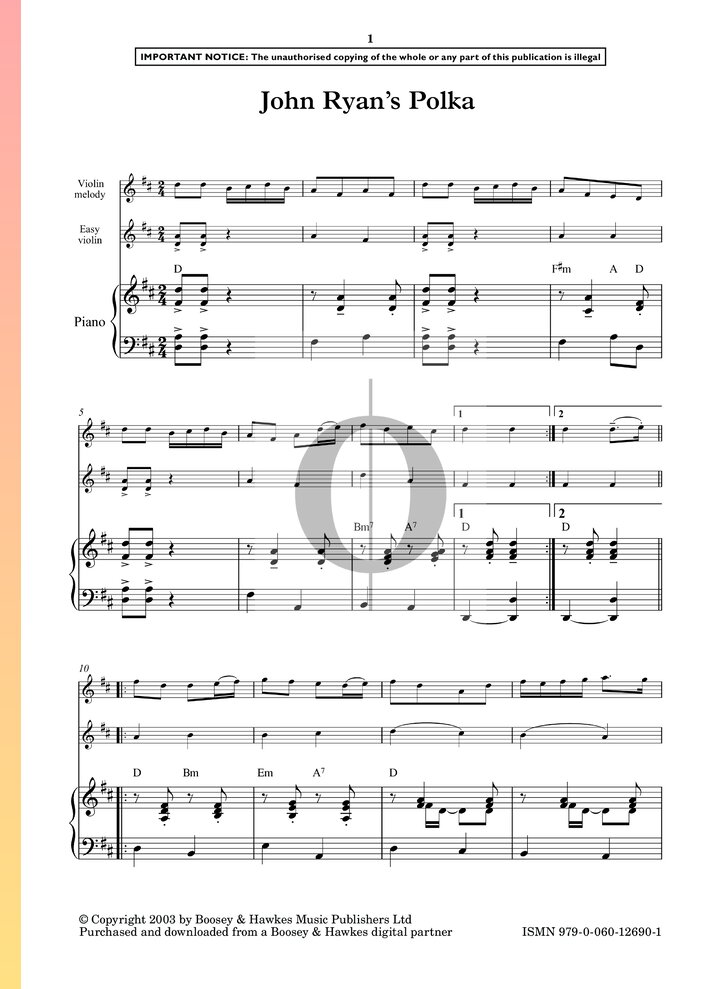 John Ryan's Polka (Anonymous) Piano Sheet Music - OKTAV