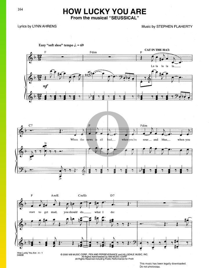 How Lucky You Are (Stephen Flaherty, Lynn Ahrens) Piano Sheet Music - OKTAV