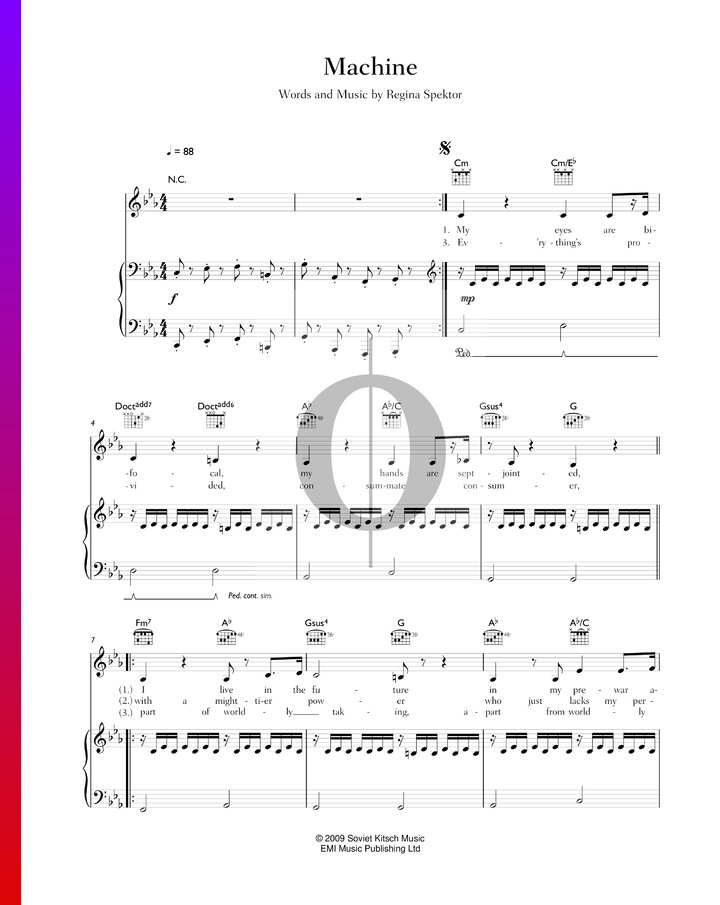 Machine (Regina Spektor) Piano Sheet Music - OKTAV
