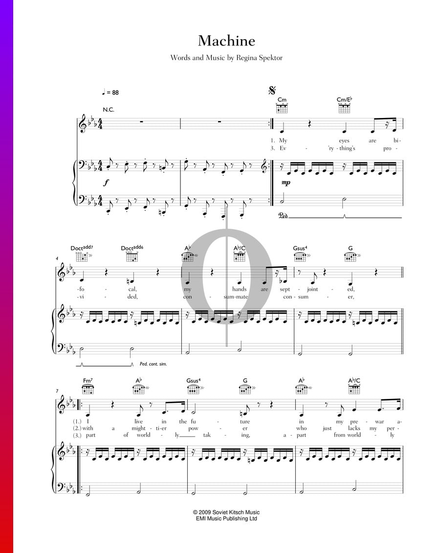 Machine (Regina Spektor) Piano Sheet Music - OKTAV