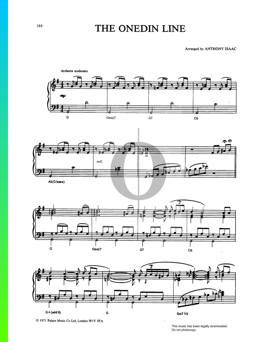 The Onedin Line Piano Sheet Music from The Onedin Line by Anthony Isaac ...
