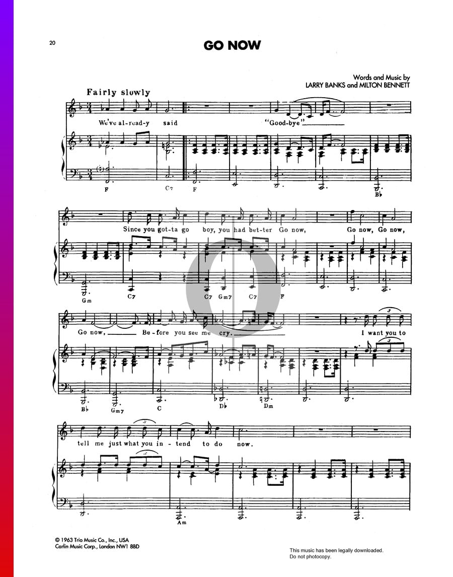 Go Now (Bessie Banks) Piano Sheet Music - OKTAV