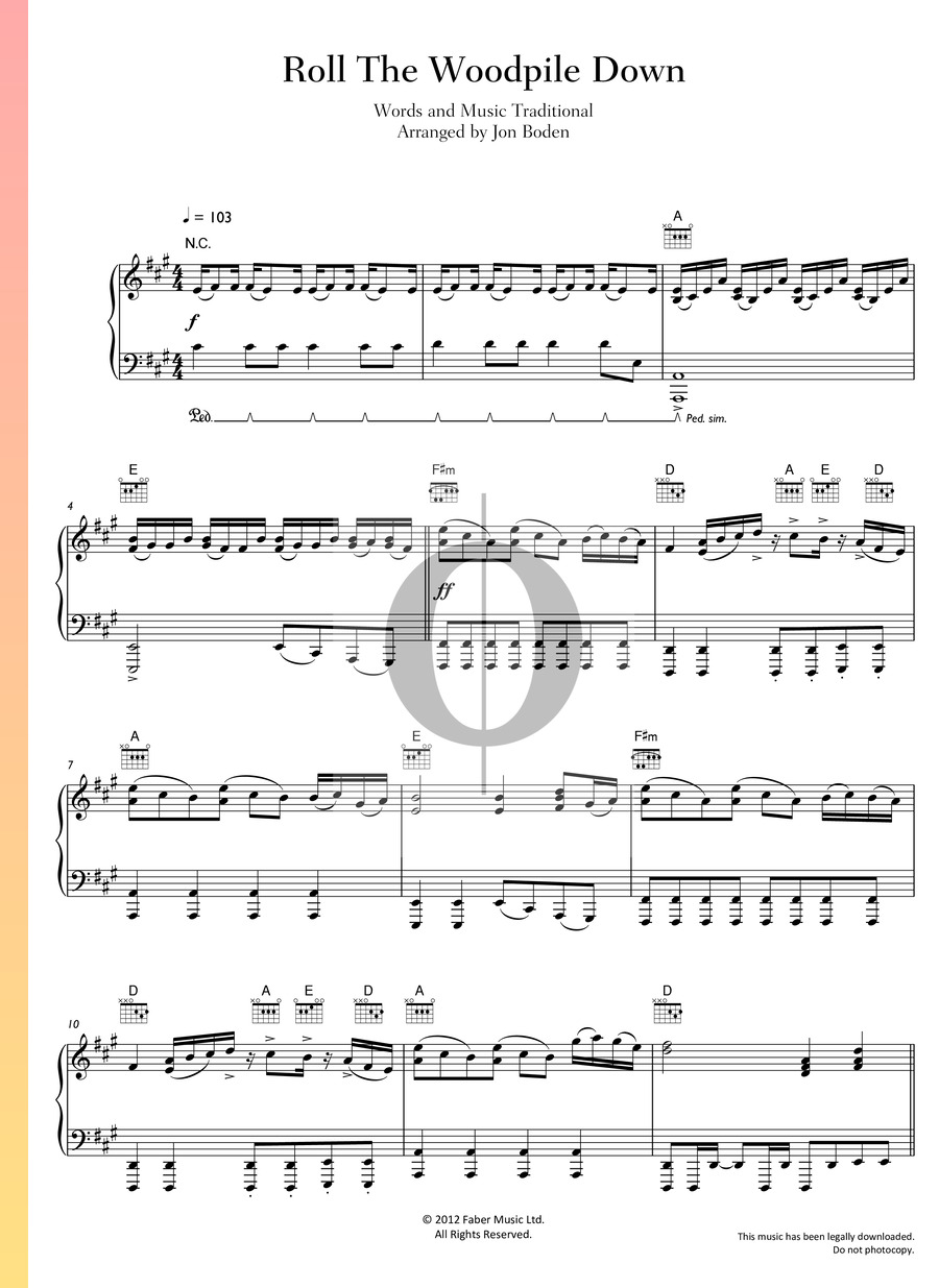 Roll The Woodpile Down (Bellowhead) Piano Sheet Music - OKTAV