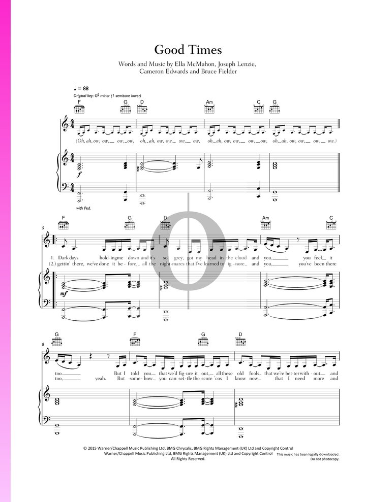 Good Times (Ella Eyre) Piano Sheet Music - OKTAV