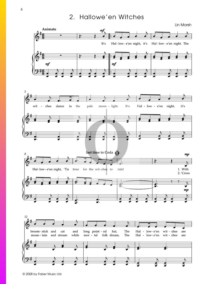 Halloween Witches (Lin Marsh) Piano Sheet Music - OKTAV