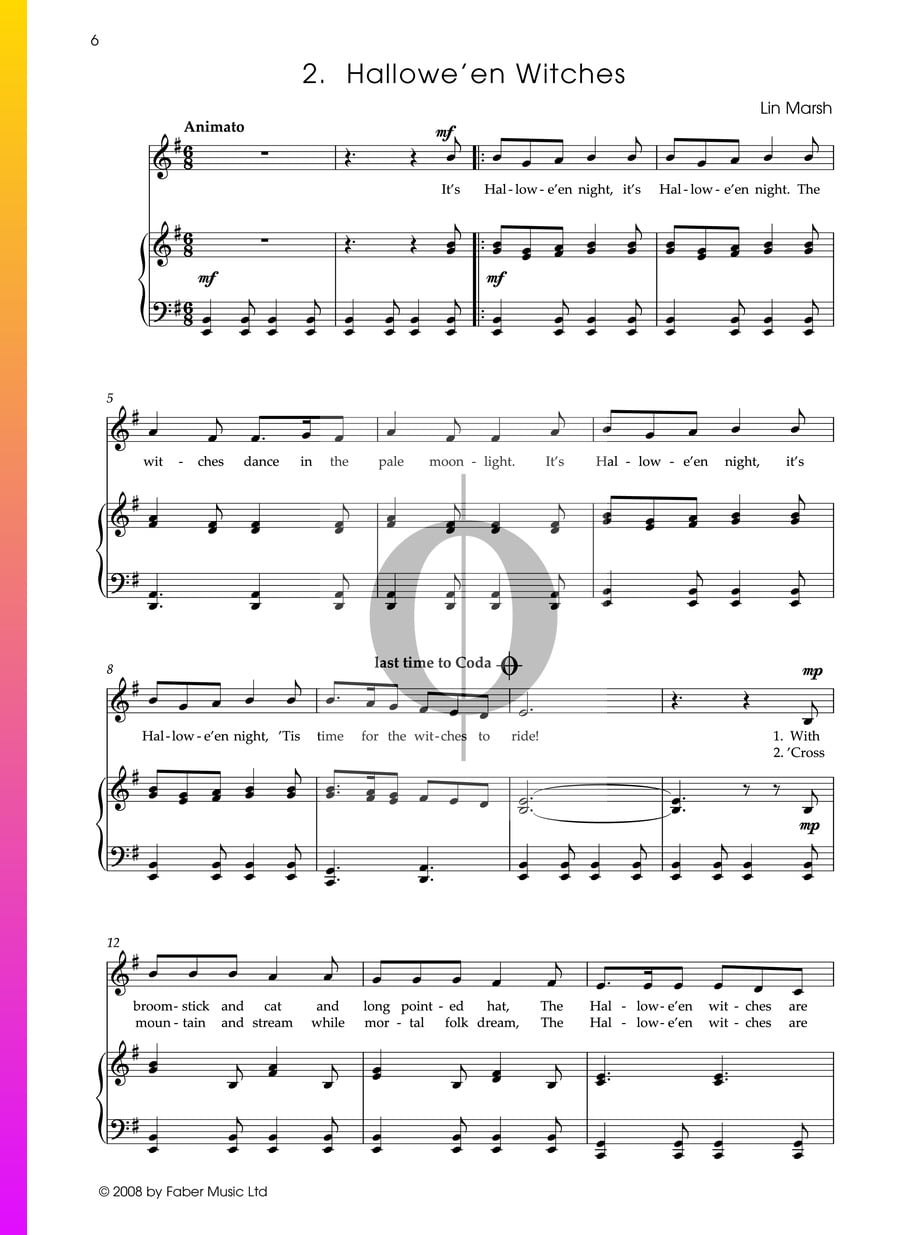 Halloween Witches (Lin Marsh) Piano Sheet Music - OKTAV