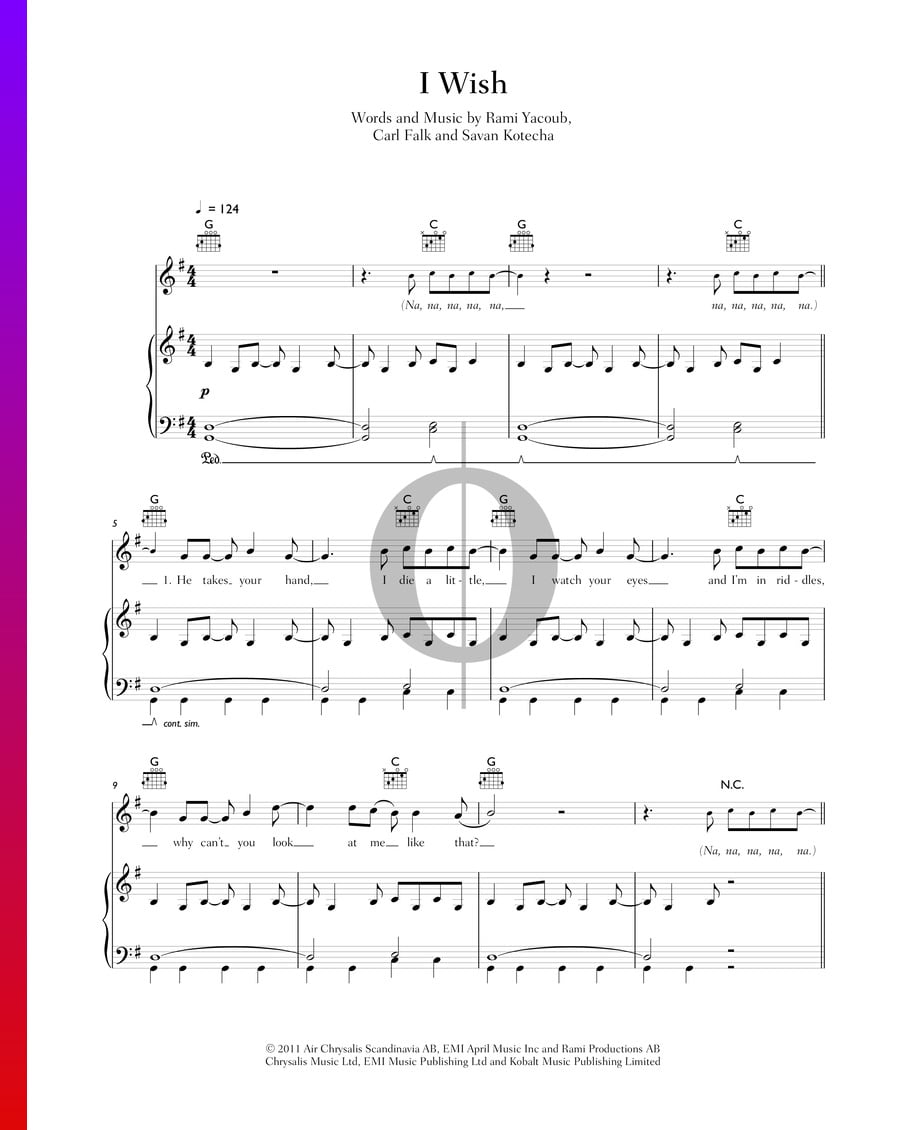 I Wish (One Direction) Piano Sheet Music - OKTAV