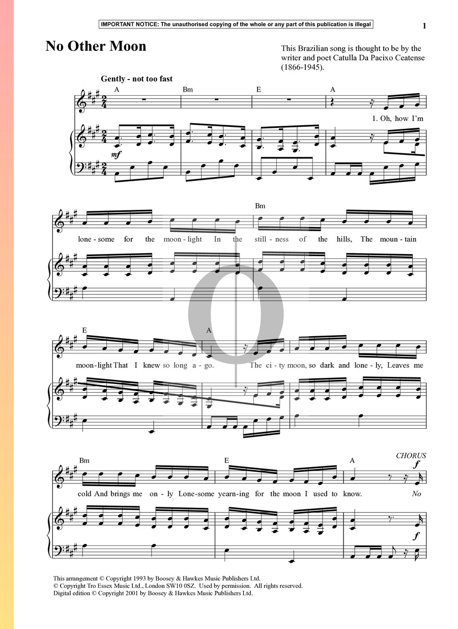 No Other Moon (Anonymous) Piano Sheet Music - OKTAV
