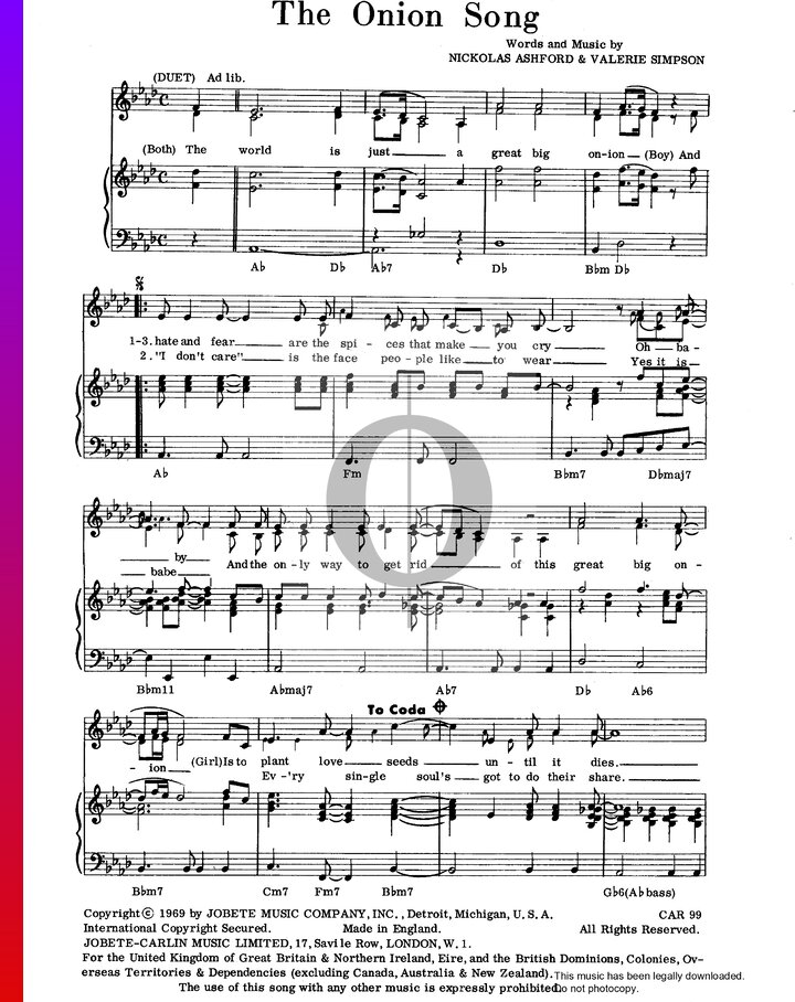 The Onion Song (Marvin Gaye, Tammi Terrell) Piano Sheet Music - OKTAV