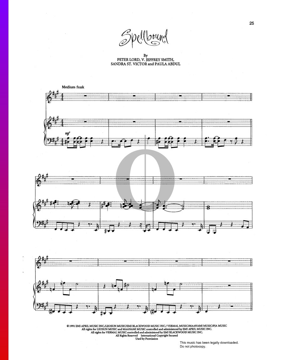 Spellbound (Paula Abdul) Piano Sheet Music - OKTAV