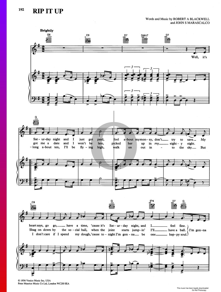 Rip It Up (Little Richard) Piano Sheet Music - OKTAV