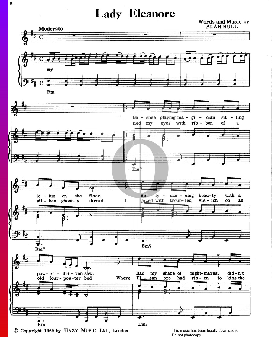 Lady Eleanor (Lindisfarne) Piano Sheet Music - OKTAV