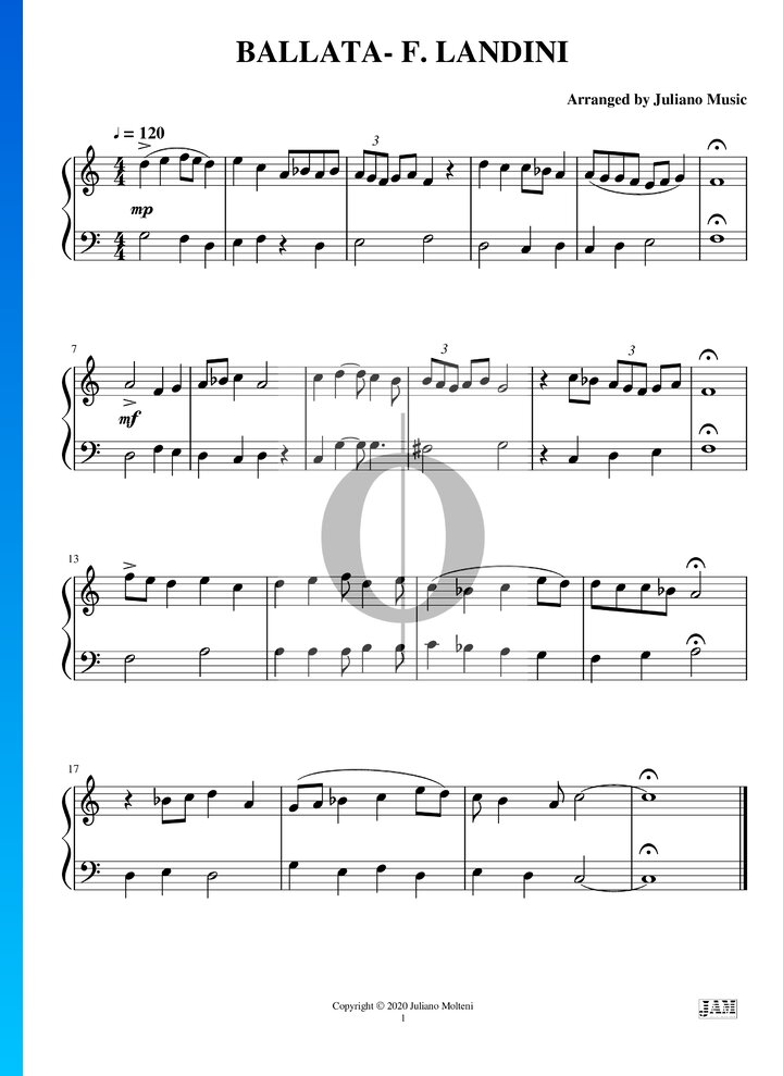 Ballata di Francesco Landini - Spartiti per pianoforte - OKTAV