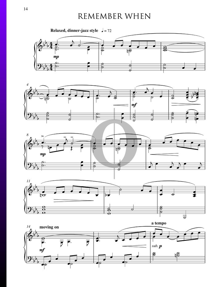 Remember When (Pam Wedgwood) Piano Sheet Music - OKTAV