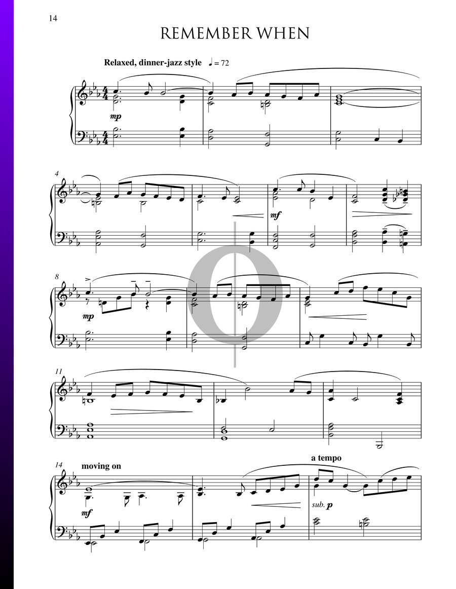 Remember When (Pam Wedgwood) Piano Sheet Music - OKTAV