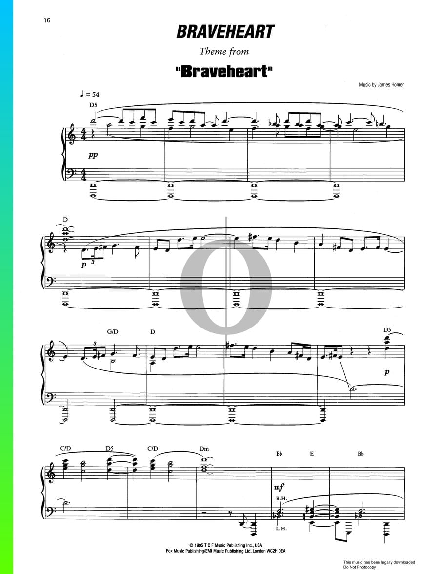 Braveheart Piano Sheet Music from Braveheart by James Horner - OKTAV
