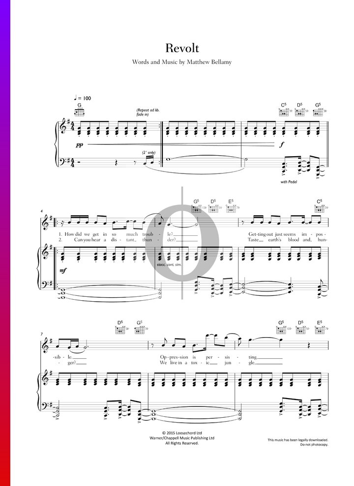Revolt (Muse) Piano Sheet Music - OKTAV