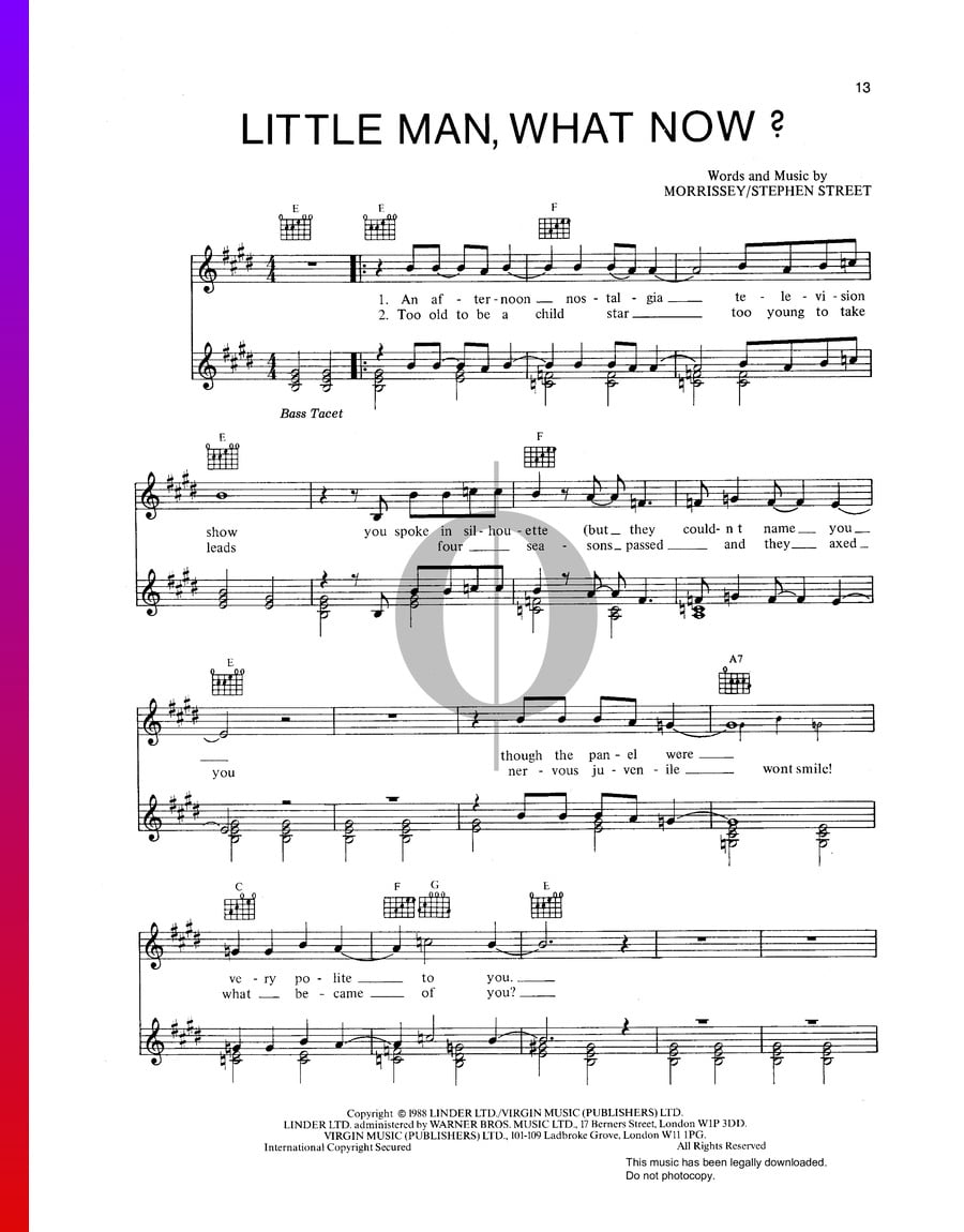 Little Man, What Now di Morrissey - Spartiti per pianoforte - OKTAV