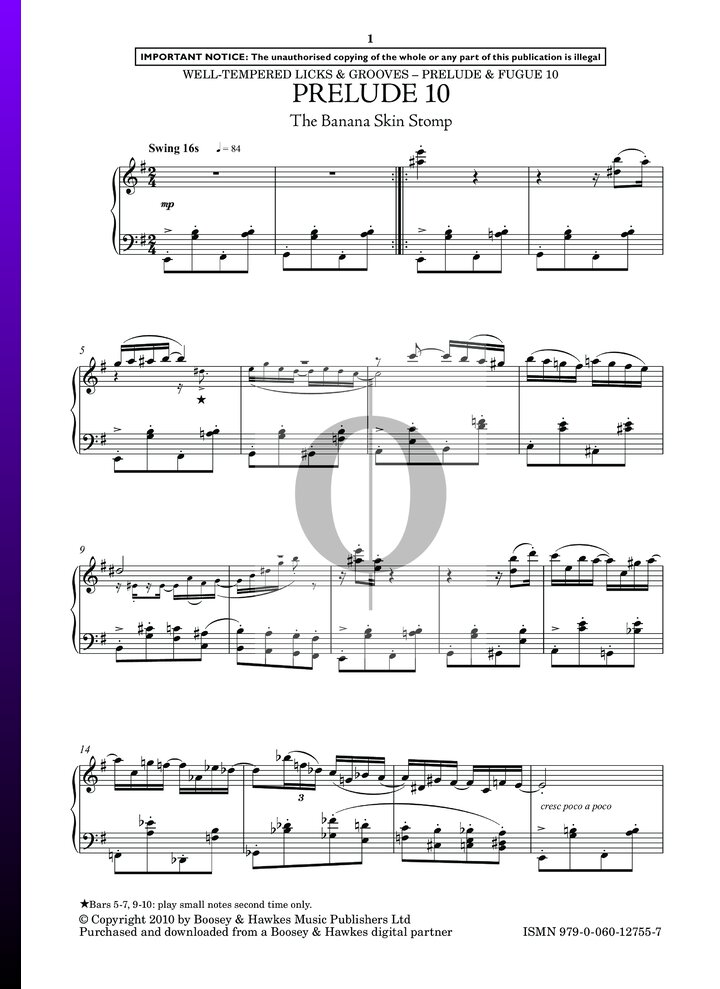 Präludium und Fuge 2 in e-Moll Klaviernoten (Michelle Gorrell) - OKTAV