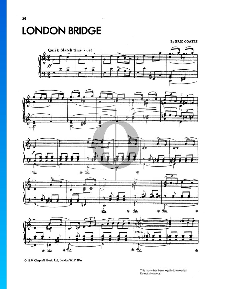 London Bridge (Eric Coates) Piano Sheet Music - OKTAV