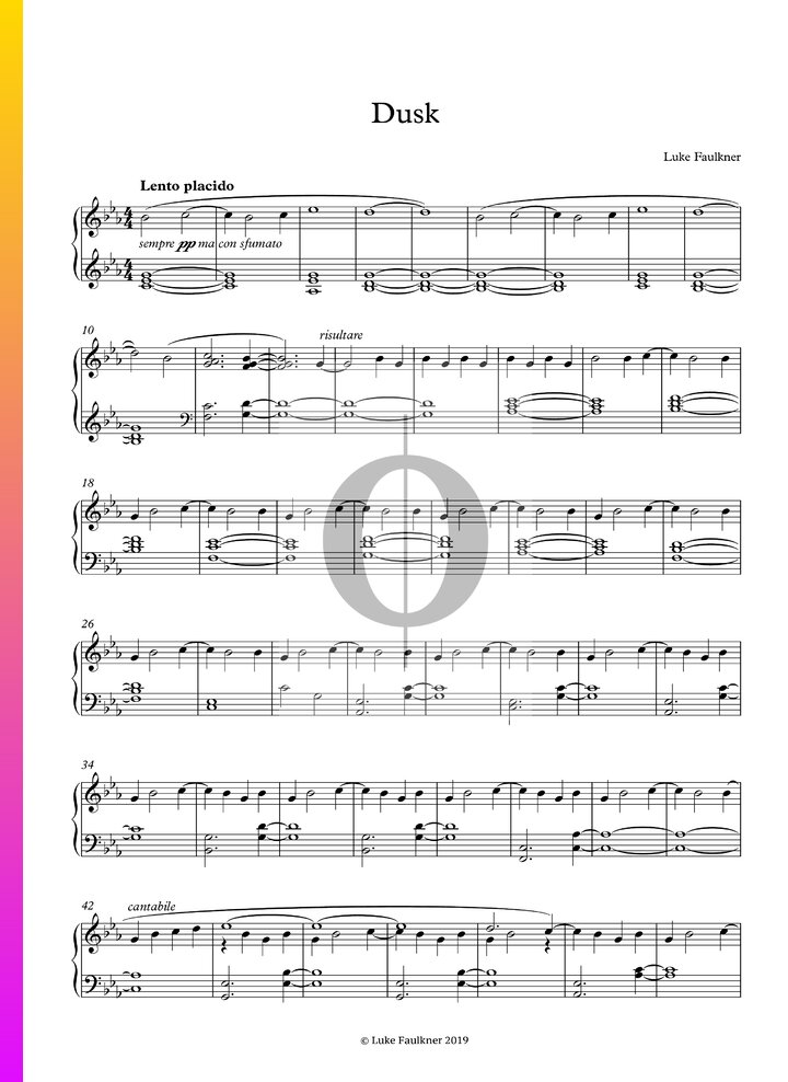 Dusk (Luke Faulkner) Piano Sheet Music - OKTAV