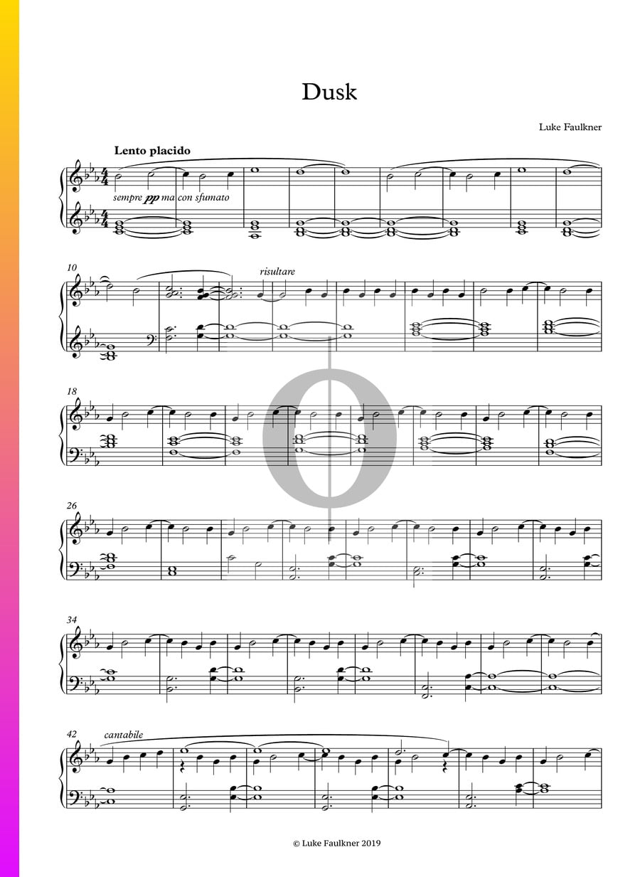 Dusk (Luke Faulkner) Piano Sheet Music - OKTAV
