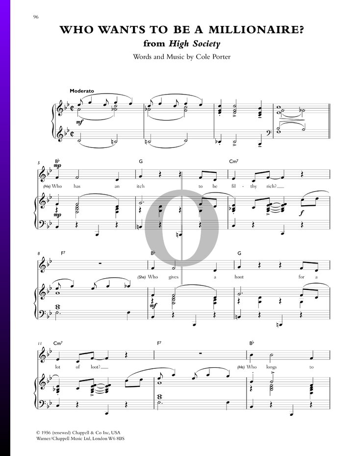 Who Wants To Be A Millionaire? (Cole Porter) Piano Sheet Music - OKTAV