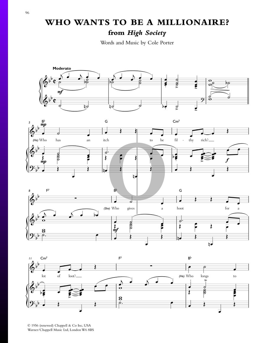 Who Wants To Be A Millionaire? (Cole Porter) Piano Sheet Music - OKTAV