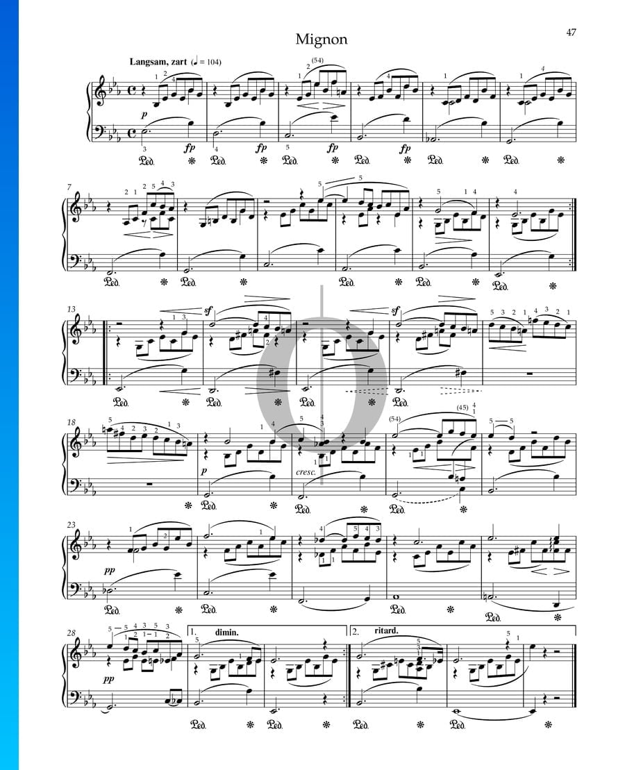 Mignon, Op. 68. No. 35 (Robert Schumann) Piano Sheet Music - OKTAV