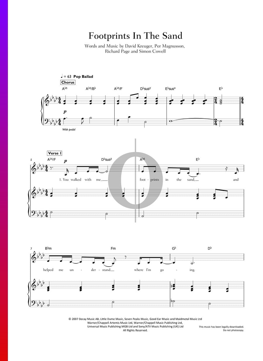 Footprints In The Sand (Leona Lewis) Piano Sheet Music - OKTAV