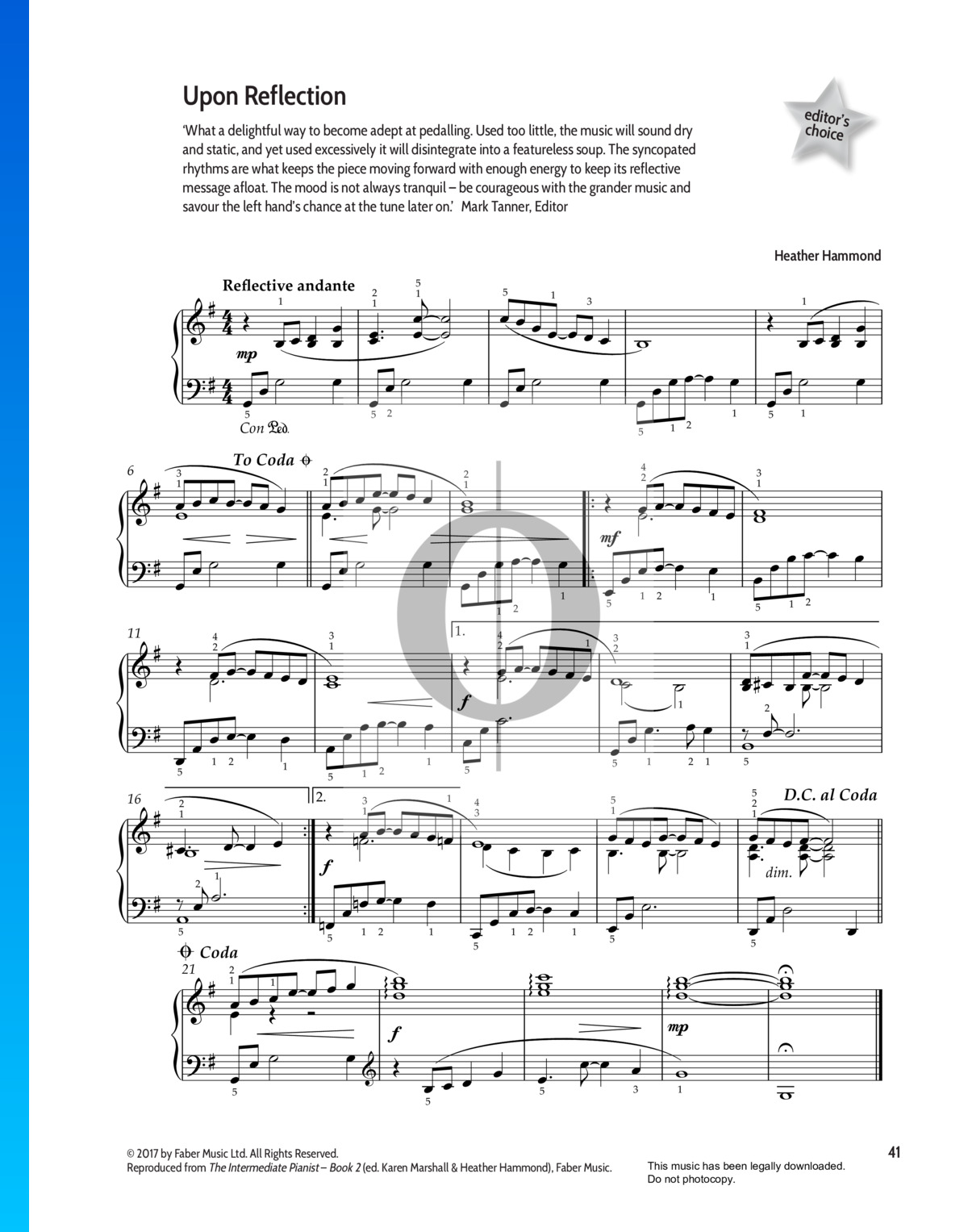 Upon Reflection (Heather Hammond) Piano Sheet Music - OKTAV