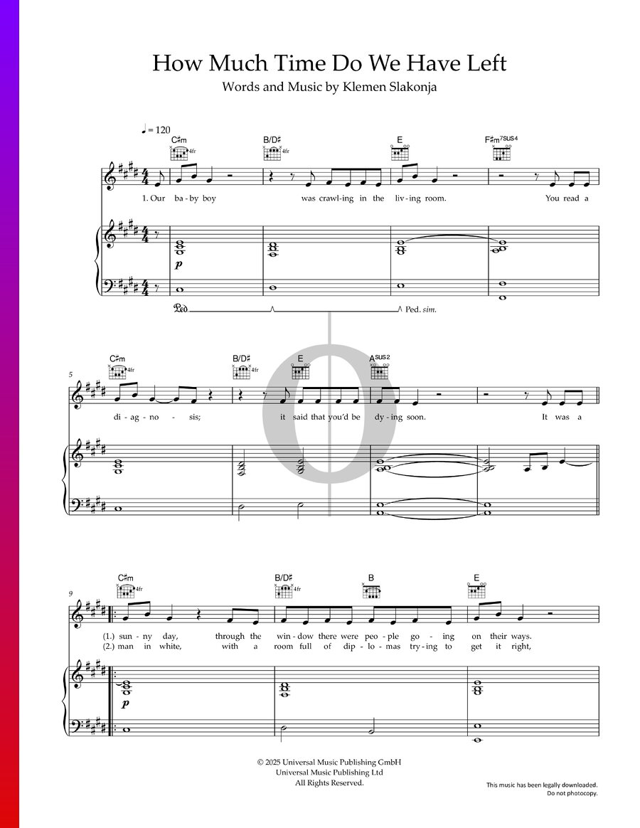 How Much Time Do We Have Left (Klemen) Piano Sheet Music - OKTAV