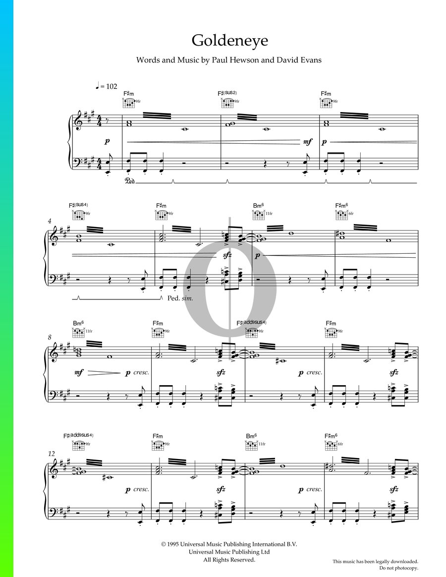 Goldeneye Klaviernoten aus James Bond 007 – GoldenEye - Tina Turner - OKTAV