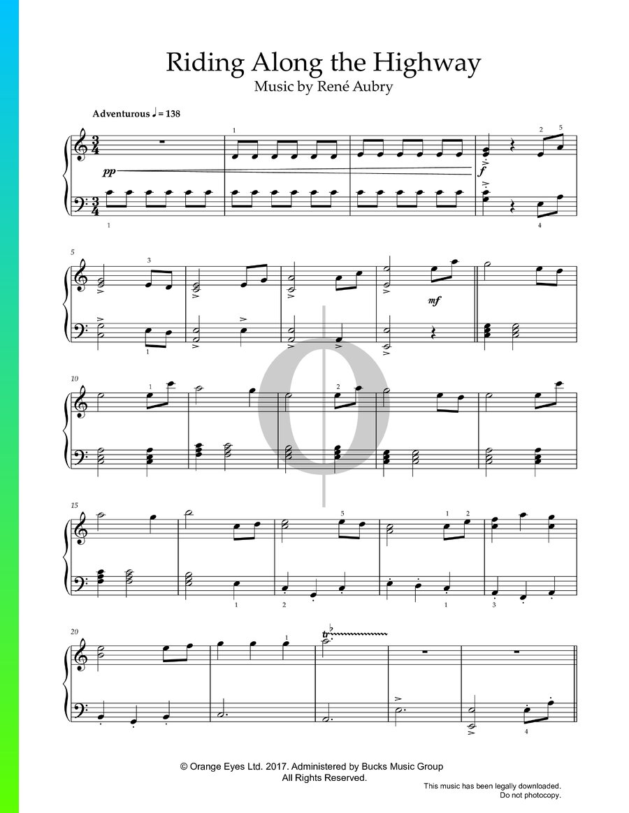 Riding Along The Highway Piano Sheet Music from The Gruffalo by René ...