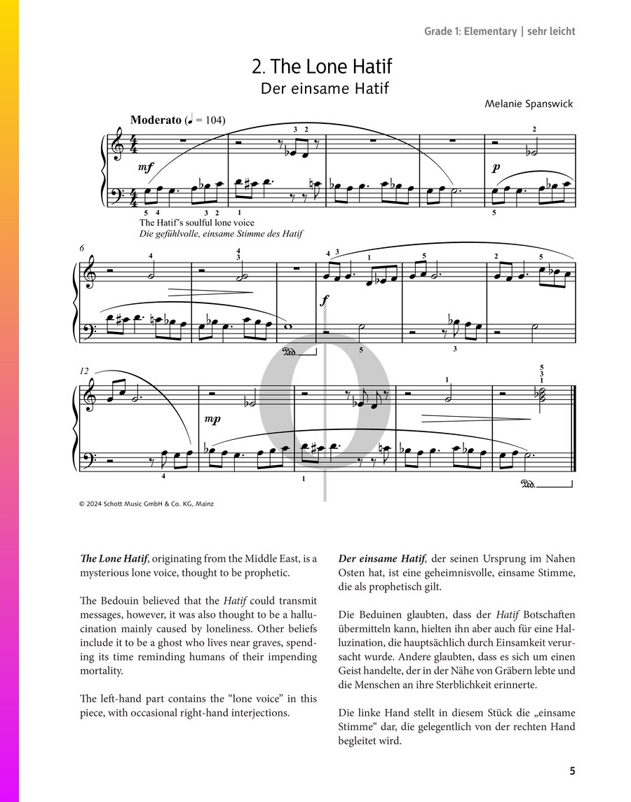 The Lone Hatif (Melanie Spanswick) Piano Sheet Music - OKTAV