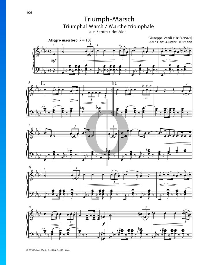 Marcha triunfal (Aída) » Giuseppe Verdi - Partituras de piano - OKTAV