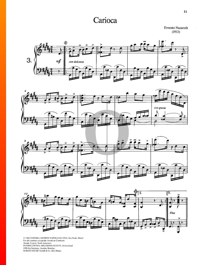 Carioca (Ernesto Nazareth) Piano Sheet Music - OKTAV