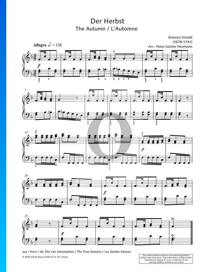 L'autunno – Autumn, Op. 8, RV 293: 3. Allegro (Antonio Vivaldi) Piano ...