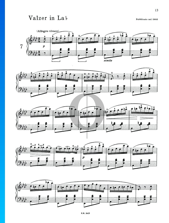 Walzer in As-Dur, Op. Posth B.21 Nr. 16 Klaviernoten (Frédéric Chopin ...