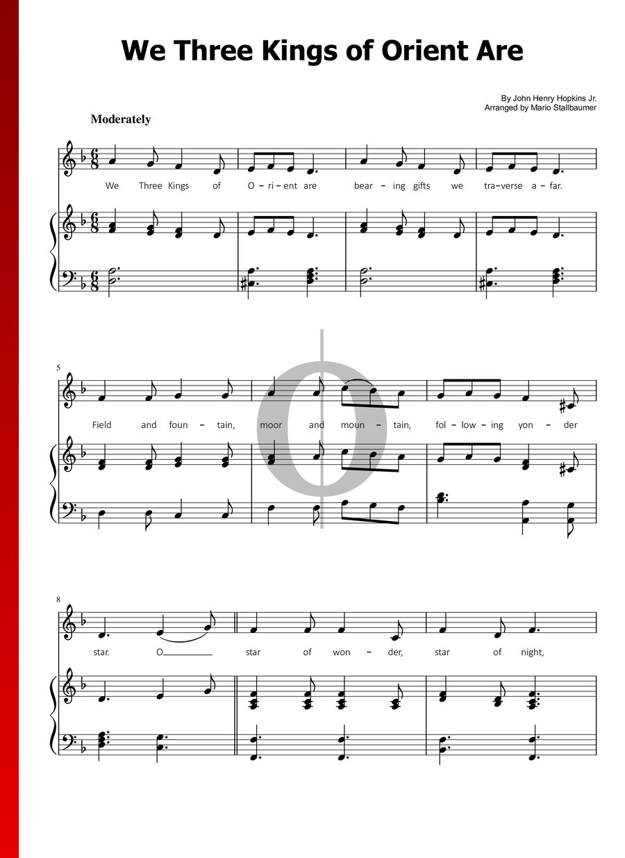 We Three Kings (John Henry Hopkins) Piano Sheet Music - OKTAV