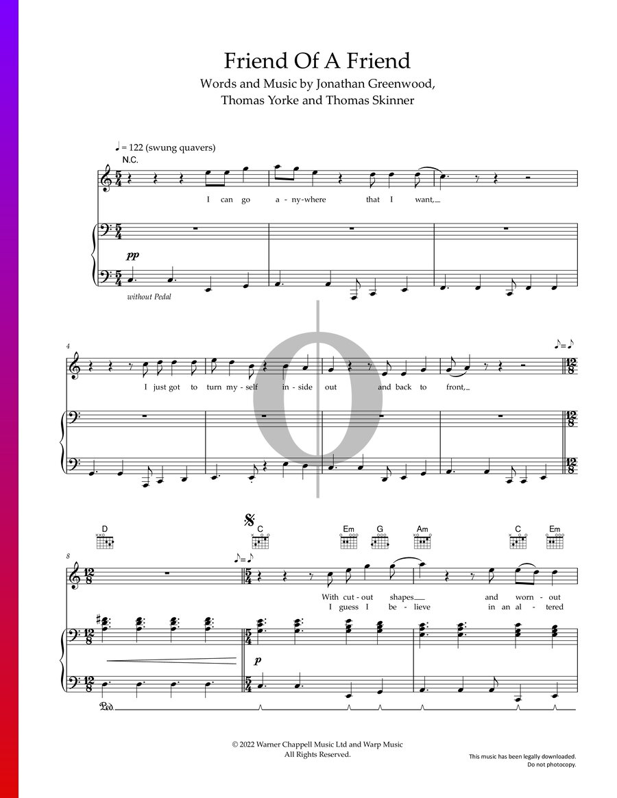 Friend Of A Friend (The Smile) Piano Sheet Music - OKTAV