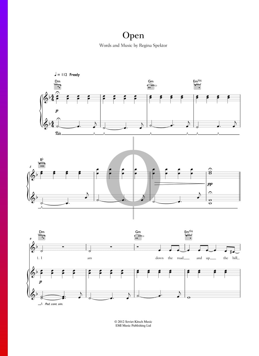 Open (Regina Spektor) Piano Sheet Music - OKTAV