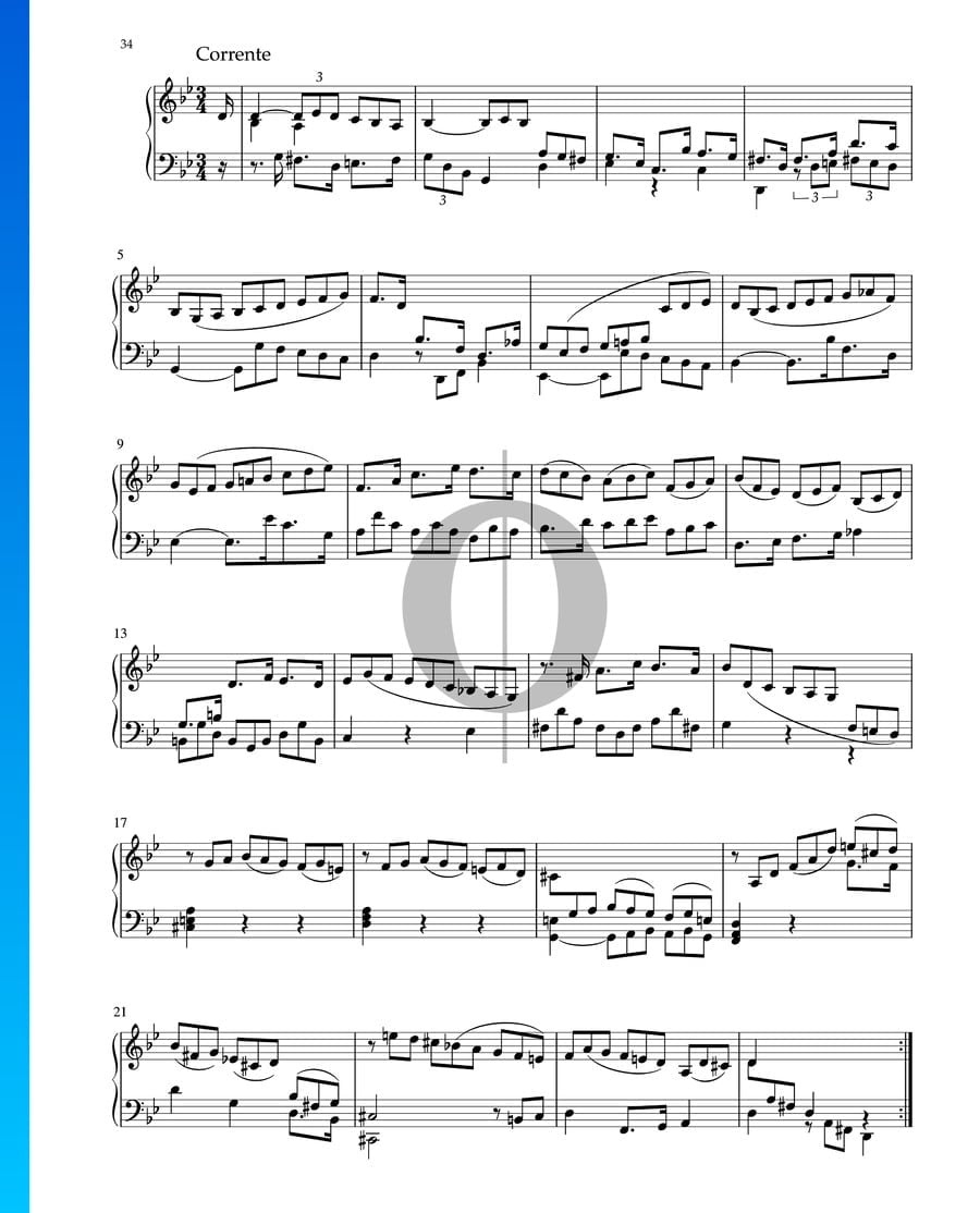 Partita in G Minor, BWV 1004: 2. Corrente (Johann Sebastian Bach) Piano ...