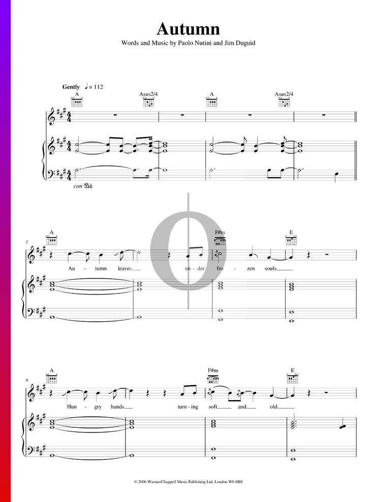 Autumn (Paolo Nutini) Piano Sheet Music - OKTAV