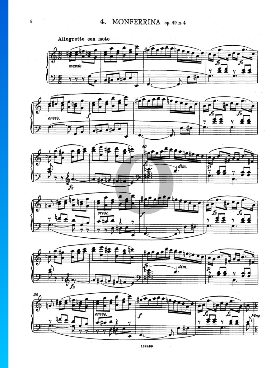 Monferrina in D Minor, Op. 49 No. 4 (Muzio Clementi) Piano Sheet Music - OKTAV