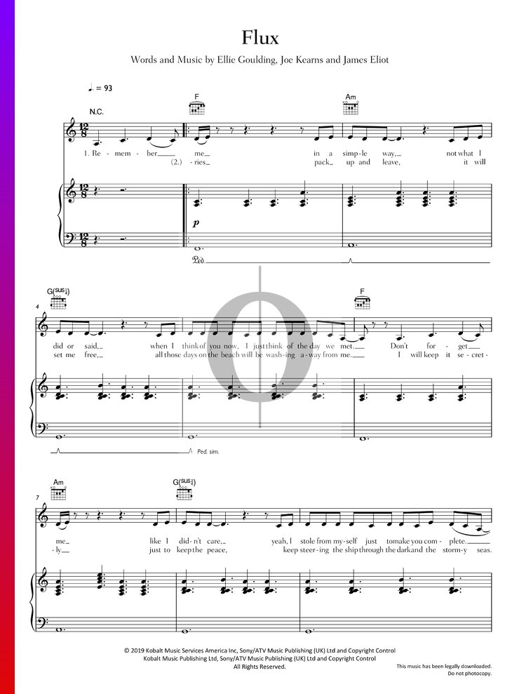 Flux (Ellie Goulding) Piano Sheet Music - OKTAV