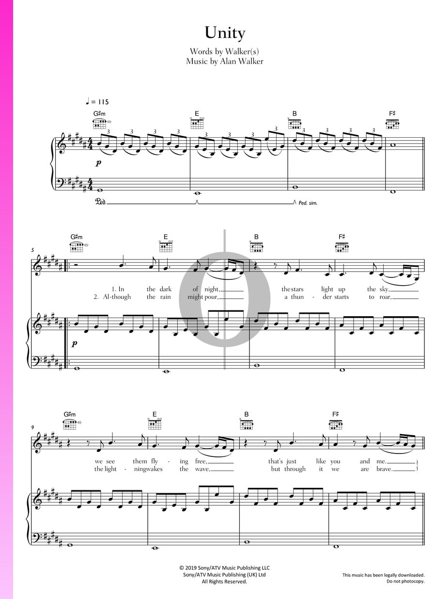 Unity (Alan Walker) Piano Sheet Music - OKTAV