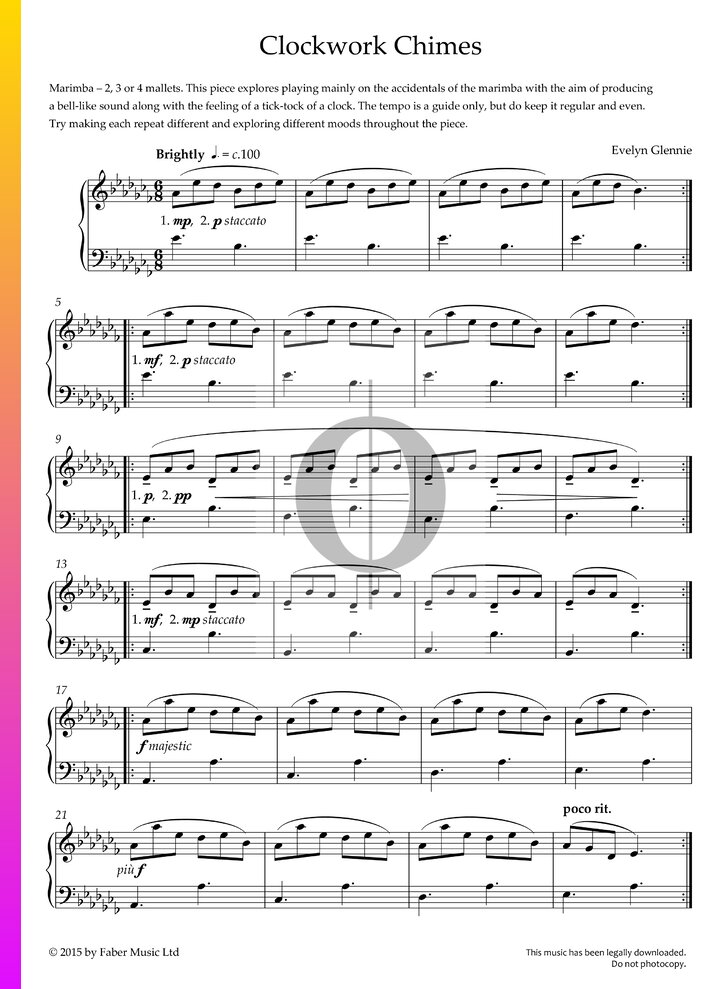 Clockwork Chimes (Evelyn Glennie) Piano Sheet Music - OKTAV
