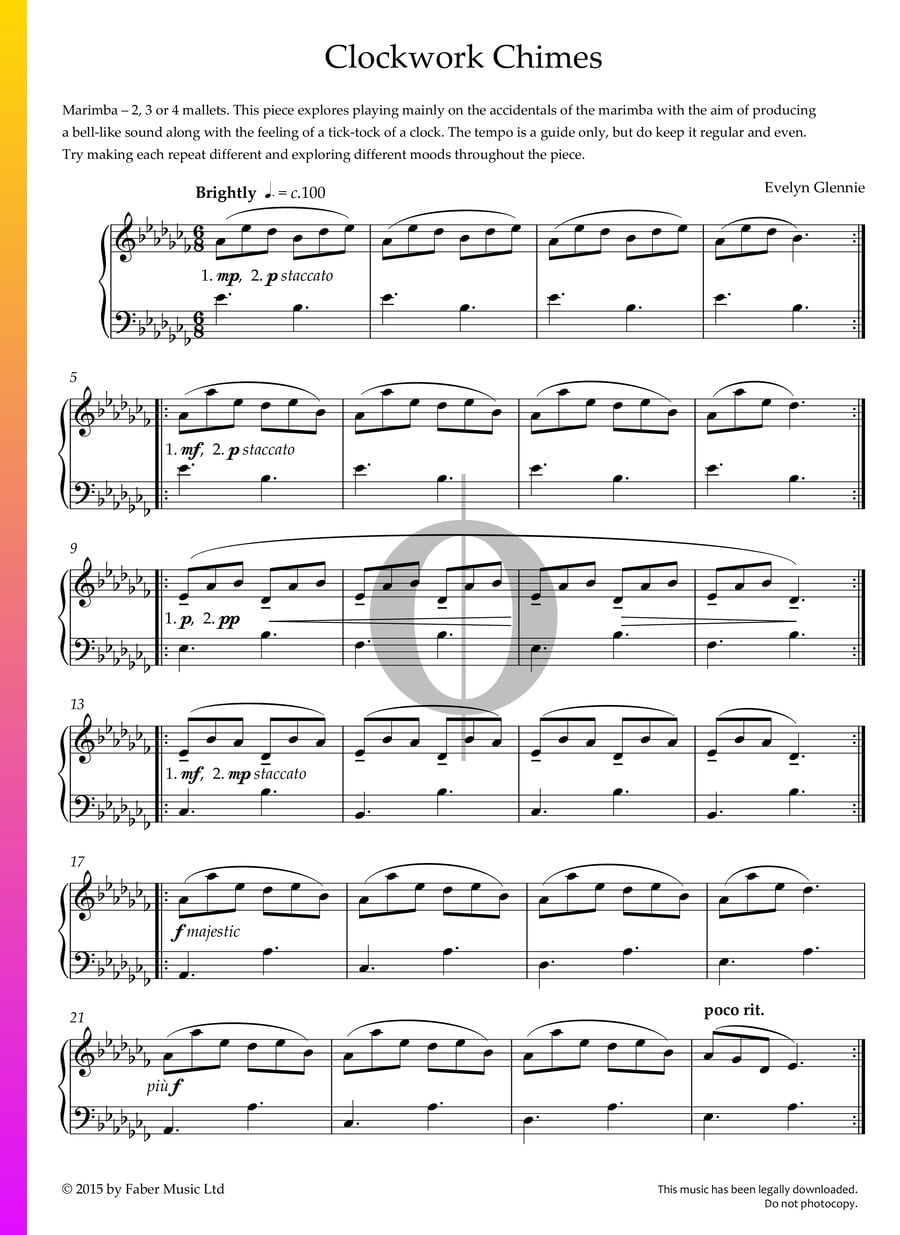 Clockwork Chimes » Evelyn Glennie - Partituras de piano - OKTAV