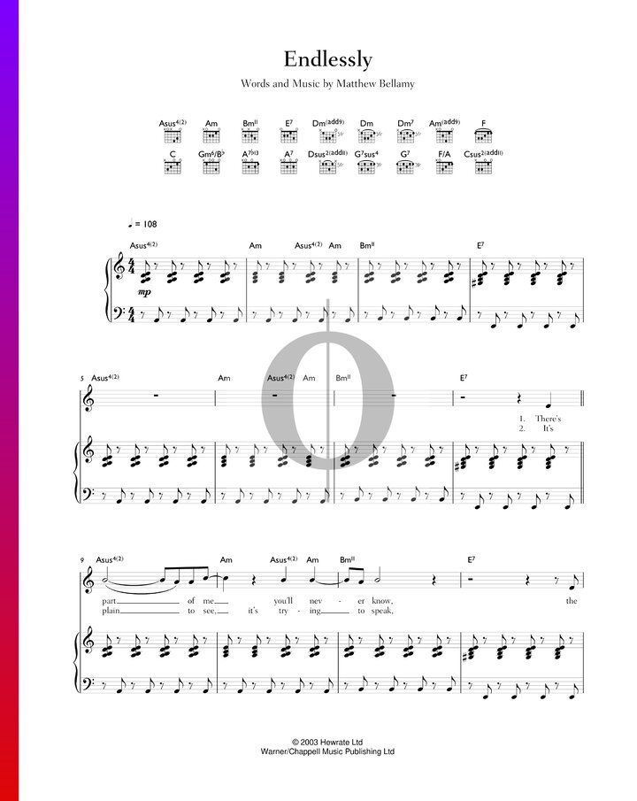 Endlessly (Muse) Piano Sheet Music - OKTAV
